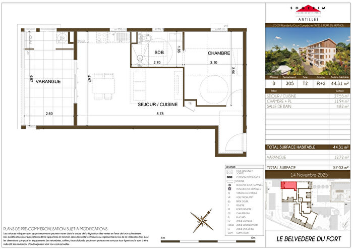 Fort-de-France - Appartement 2 pièces à vendre