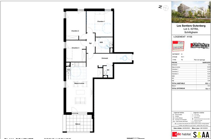 Appartement 4 pièces à Schiltigheim, Ecrivains, Trois Epis, à louer
