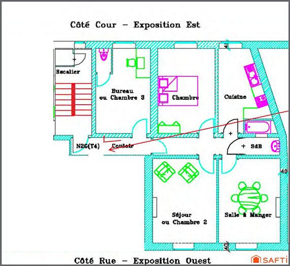 Appartement à vendre - Nantes, Cité des Congrès, Champs de Mars - 4 pièces - 3 chambres