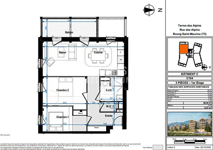 Appartement à vendre - Bourg-Saint-Maurice, Bourg-Saint-Maurice - 3 pièces - 2 chambres