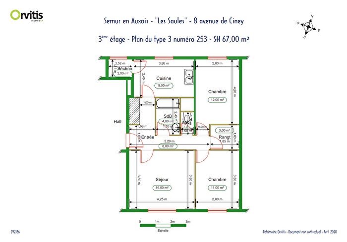 Appartement 3 pièces à louer à Semur-en-Auxois