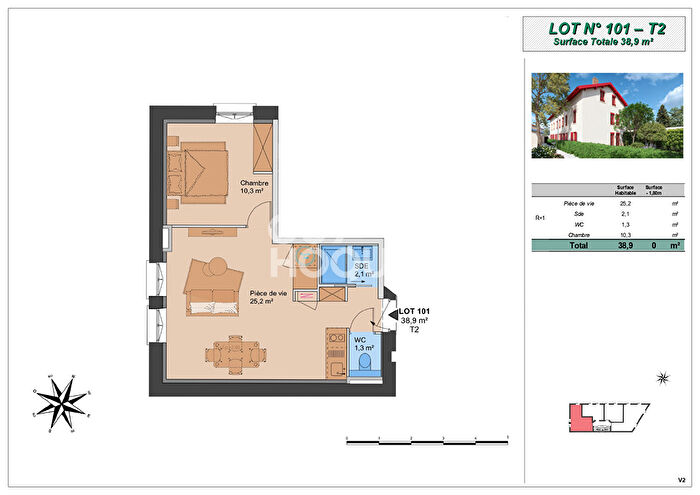 Appartement à vendre - Lyon e , Monchat - 2 pièces - 1 chambre