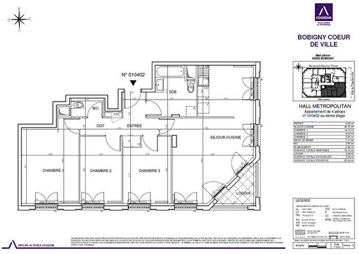 Appartement à louer - Bobigny, Centre-ville - 4 pièces - 3 chambres