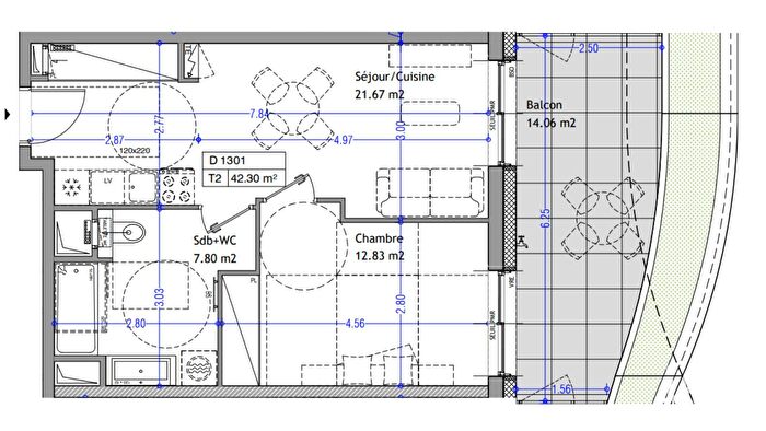 Appartement à vendre - Aix-les-Bains, Centre-ville - 2 pièces - 1 chambre