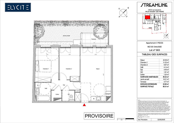 Appartement à vendre - Nogent-sur-Marne, Nogent Village - 3 pièces - 2 chambres