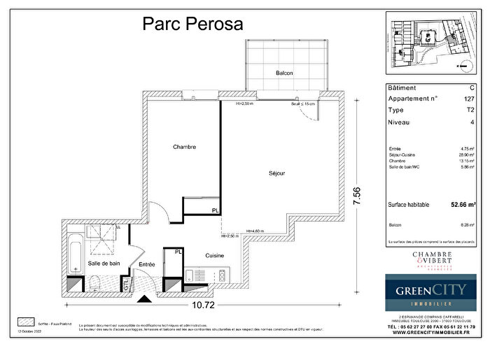 Appartement à louer - Chambéry, Laurier - 2 pièces - 1 chambre