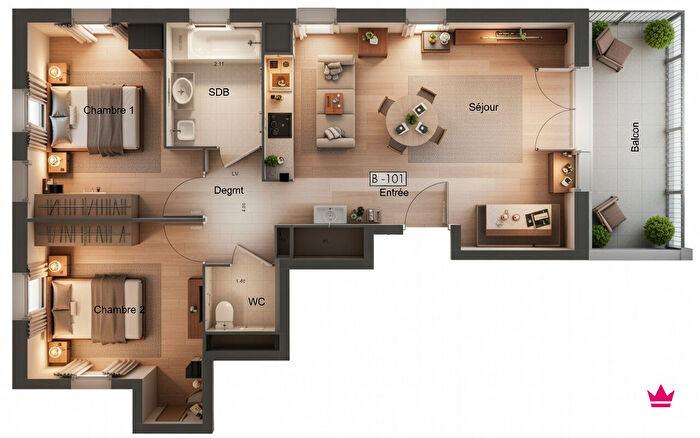 Appartement à vendre - Myans - 3 pièces - 2 chambres