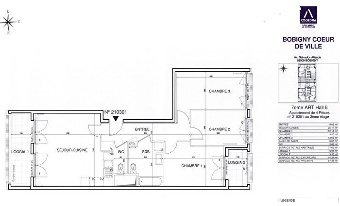 Appartement à louer - Bobigny, Centre-ville - 4 pièces - 3 chambres