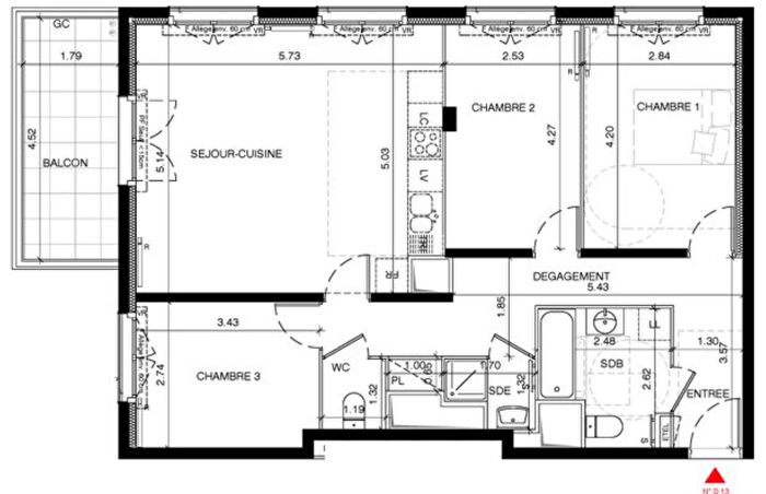 Appartement 3 pièces à Bussy-Saint-Georges, à vendre