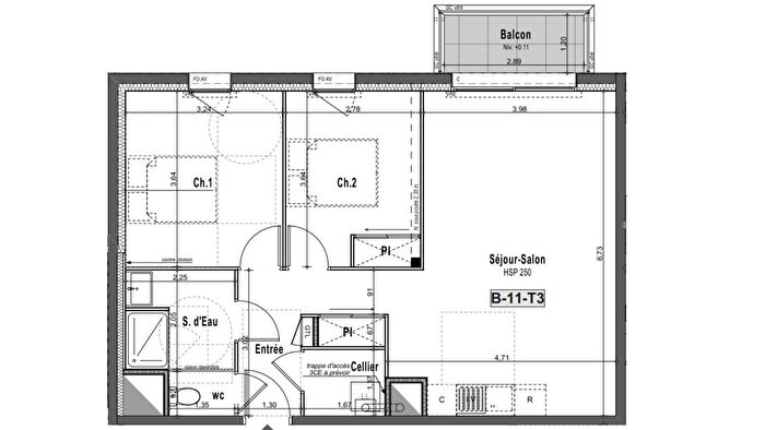 Appartement à vendre - Saint-Malo, La Gare, Marville - 3 pièces - 2 chambres