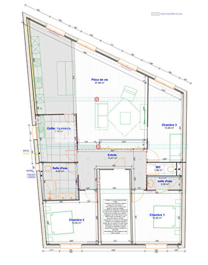 Appartement à vendre - Pau, Centre-ville - 4 pièces - 3 chambres
