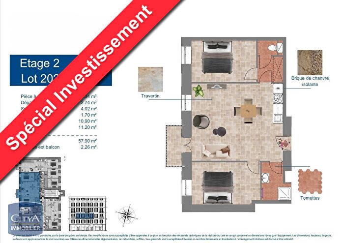 Appartement à vendre - Nice, Carabacel - 3 pièces - 2 chambres