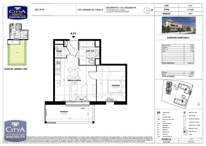 Mont-de-Marsan, Harbaux, Tuco, Arènes Rigoles, Pouy : Appartement 2 pièces à vendre