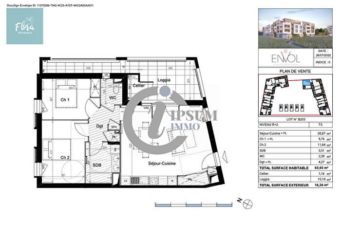 Appartement à louer - Mauguio, Espace agricole, Aéroport, Etang de lOr - 3 pièces - 2 chambres