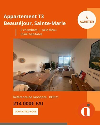 Appartement 3 pièces à Sainte-Marie, à vendre