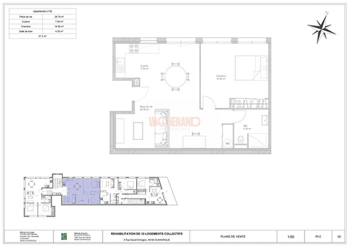 Appartement à vendre - Dunkerque - 2 pièces - 1 chambre