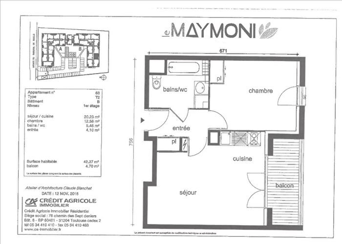 Appartement à louer - Fondettes - 2 pièces - 1 chambre