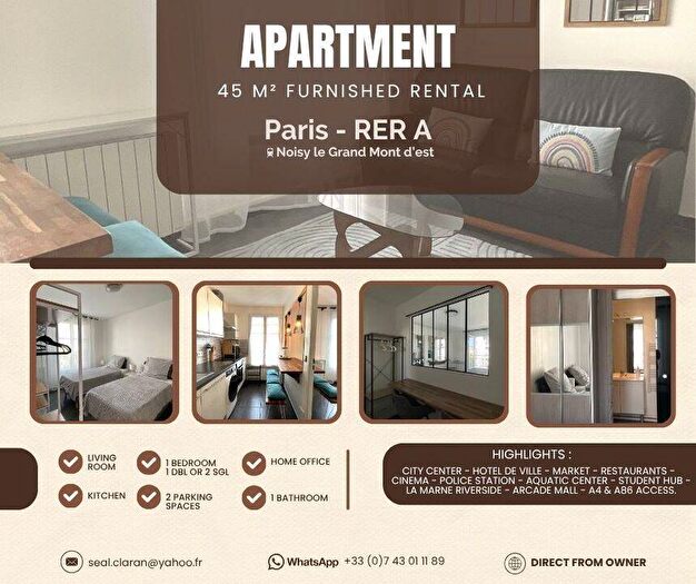Appartement 3 pièces à louer à Grenouillère-Marnois-Rive de Marne, Noisy-le-Grand