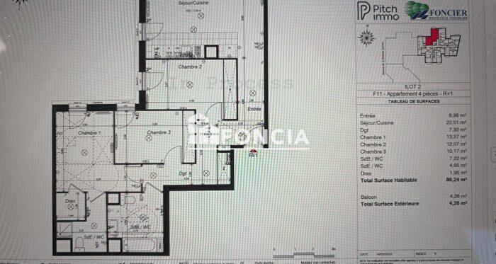 Appartement à vendre - Châtenay-Malabry, Malabry - 5 pièces - 3 chambres