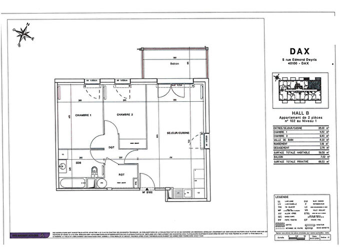 Dax, Saubagnacq, Berre - Appartement 3 pièces à vendre