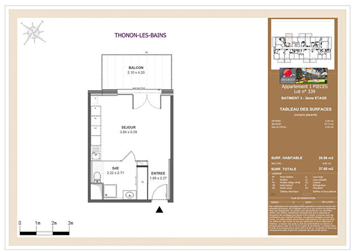 Appartement à vendre - Thonon-les-Bains, Est - 1 pièce
