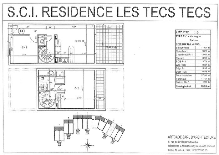 Appartement à vendre - Saint-Denis, Bois de Nèfles, Sainte-Clotilde - 3 pièces - 2 chambres