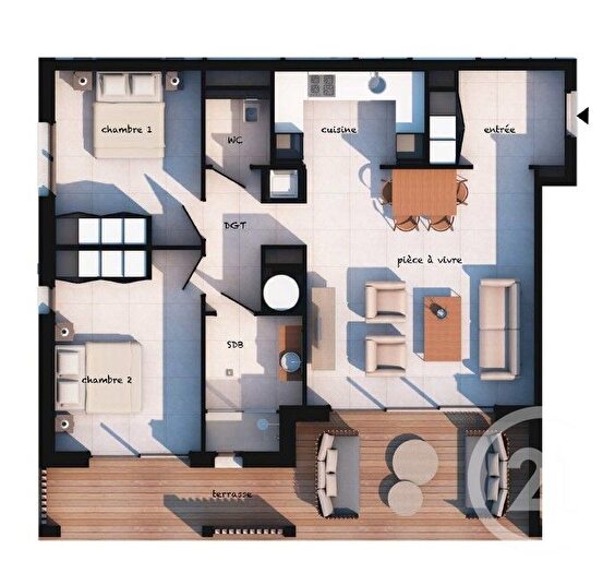 Appartement à vendre - Lecci - 3 pièces - 2 chambres