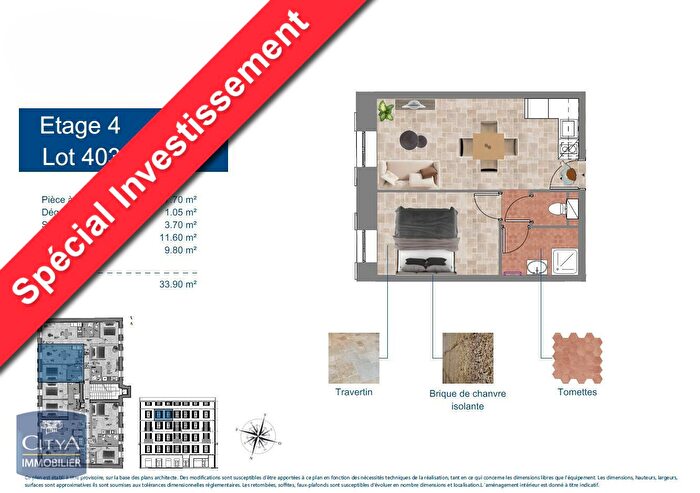Appartement à vendre - Nice, Carabacel - 2 pièces - 1 chambre