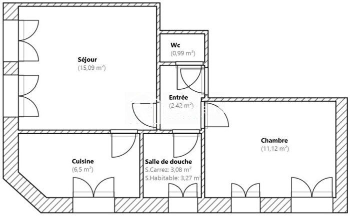 Appartement à vendre - Lille, Bois Blanc - 2 pièces - 1 chambre