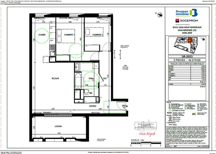 Appartement à louer - Bordeaux, Gare Saint-Jean - 3 pièces - 2 chambres