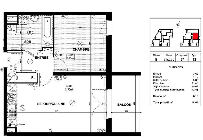 Appartement à louer - La Chapelle-sur-Erdre, Centre-ville, Gare, Chêne Vert - 2 pièces - 1 chambre