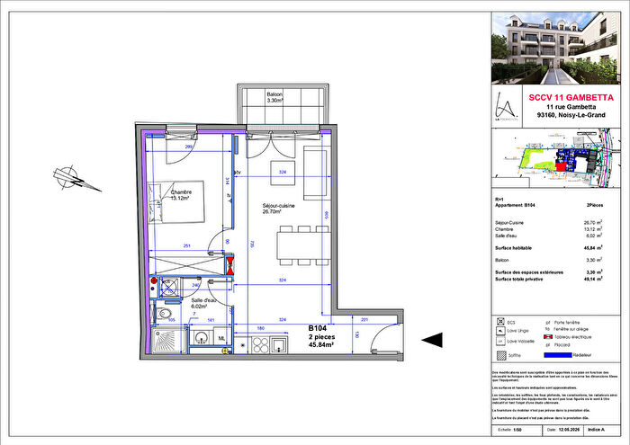 Noisy-le-Grand, Centre-ville - Appartement 2 pièces à vendre