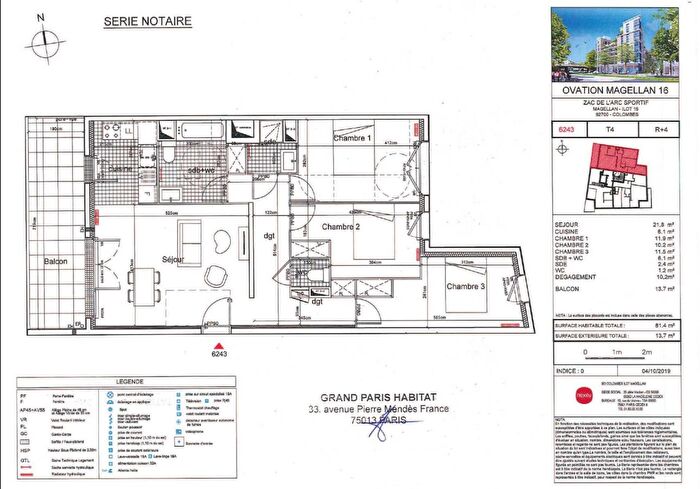 Colombes, Stade : Appartement 4 pièces à louer