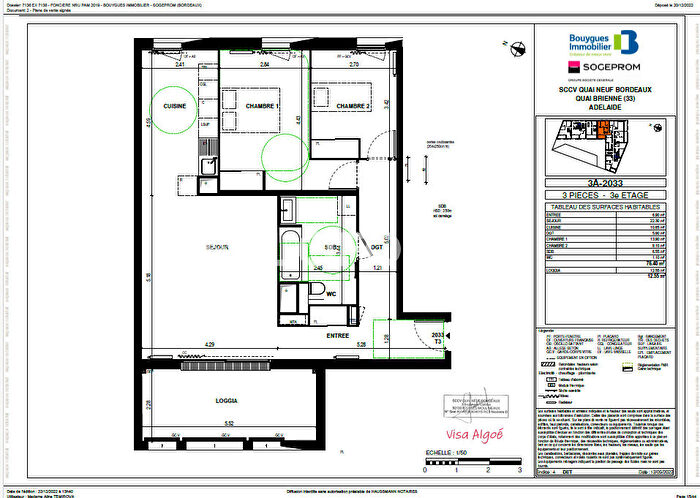 Appartement à louer - Bordeaux, Gare Saint-Jean - 3 pièces - 2 chambres
