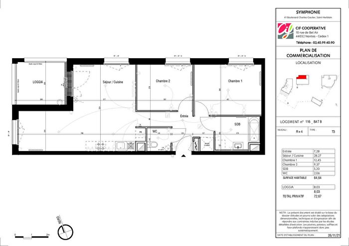 Saint-Herblain, Centre-ville - Appartement 3 pièces à louer