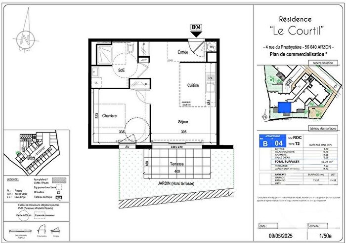 Appartement à vendre - Arzon - 2 pièces - 1 chambre