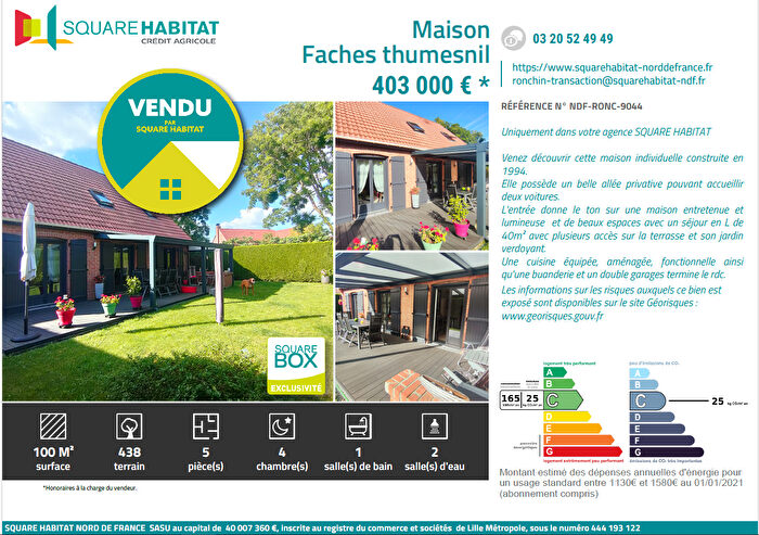 Maison à vendre - Faches-Thumesnil, Sainte-Marguerite - 5 pièces - 4 chambres