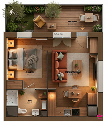 Appartement à vendre - Seynod, Périphérie - 2 pièces - 1 chambre