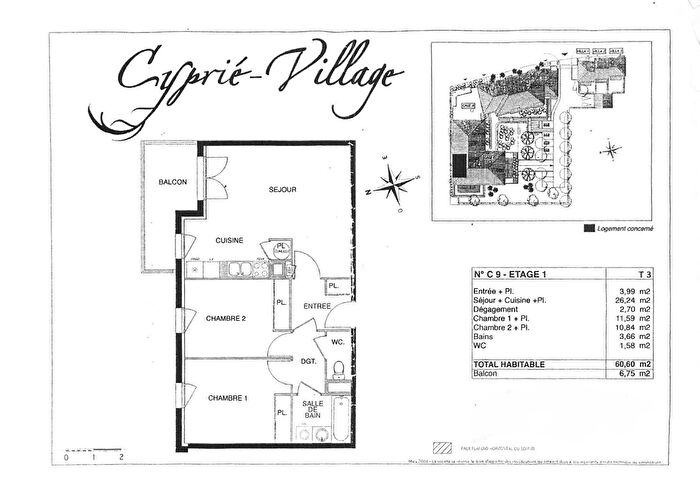 Appartement à louer - Balma, Aragon, Le Cyprié - 3 pièces - 2 chambres