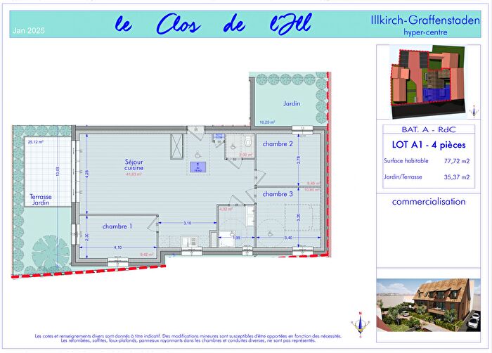 Appartement à vendre - Illkirch-Graffenstaden - 4 pièces - 3 chambres