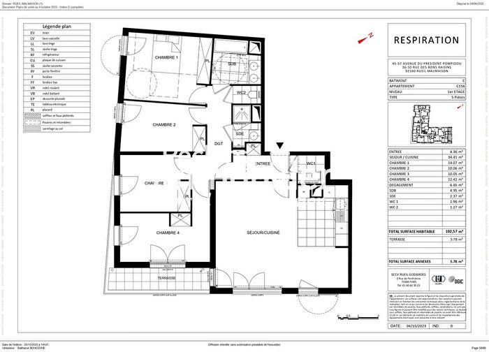 Appartement à vendre - Rueil-Malmaison, Plateau - 5 pièces - 4 chambres