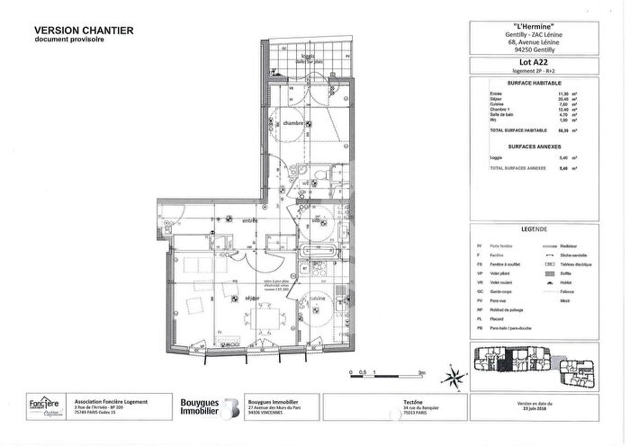 Appartement à louer - Gentilly, Chaperon Vert - 2 pièces - 1 chambre