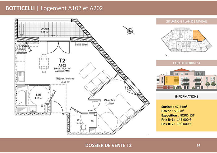 Appartement à vendre - Albi, Le Lude, Bellevue - 2 pièces - 1 chambre
