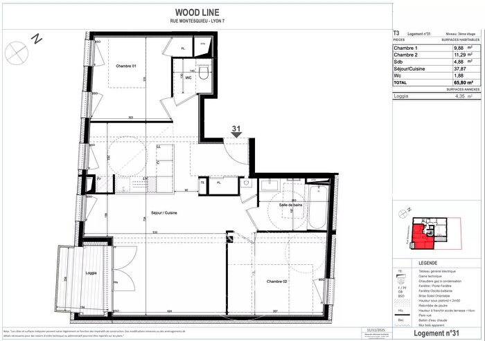 Appartement à vendre - Lyon e , Guillotière - 3 pièces - 2 chambres