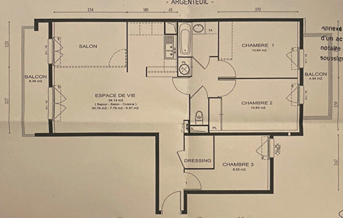 Appartement à vendre - Argenteuil, Centre-ville - 4 pièces - 3 chambres