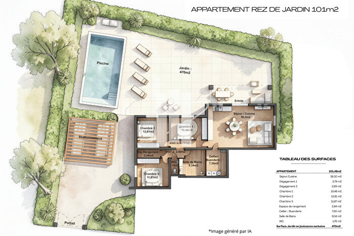 Appartement à vendre - Saint-Raphaël, Plateau Notre-Dame - 3 pièces - 2 chambres