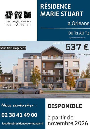 Argonne Sud-Jean Zay, Orléans : Appartement 3 pièces à louer