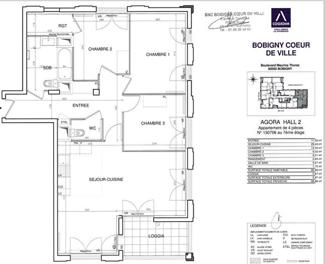 Appartement à louer - Bobigny, Centre-ville - 4 pièces - 3 chambres