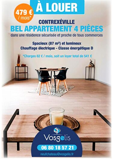 Appartement à louer - Contrexéville - 4 pièces - 2 chambres