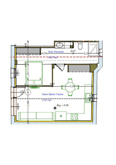 Appartement à louer - Le Thor - 2 pièces - 1 chambre